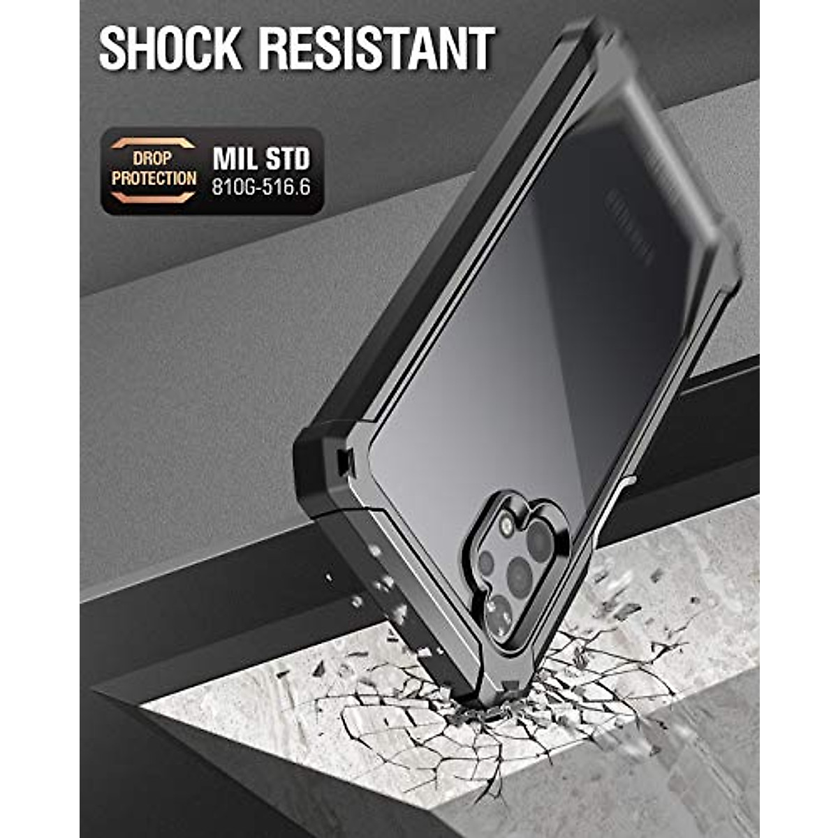 Poetic Guardian Series Case Designed for Samsung Galaxy A32 5G, Full-Body Hybrid Shockproof Bumper Clear Protective Cover Case, Built-in Screen Protector, Black/Clear