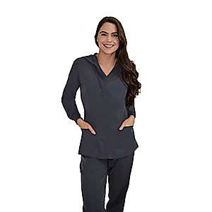 Green Town Women's Pullover Hoodie GT Performance Medical Uniform Scrub Jacket-Pewter-X-Large