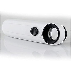 Handheld 40x High Power Hand Held Magnifier Magnifying Glass with 2-LED Light (White with Black)