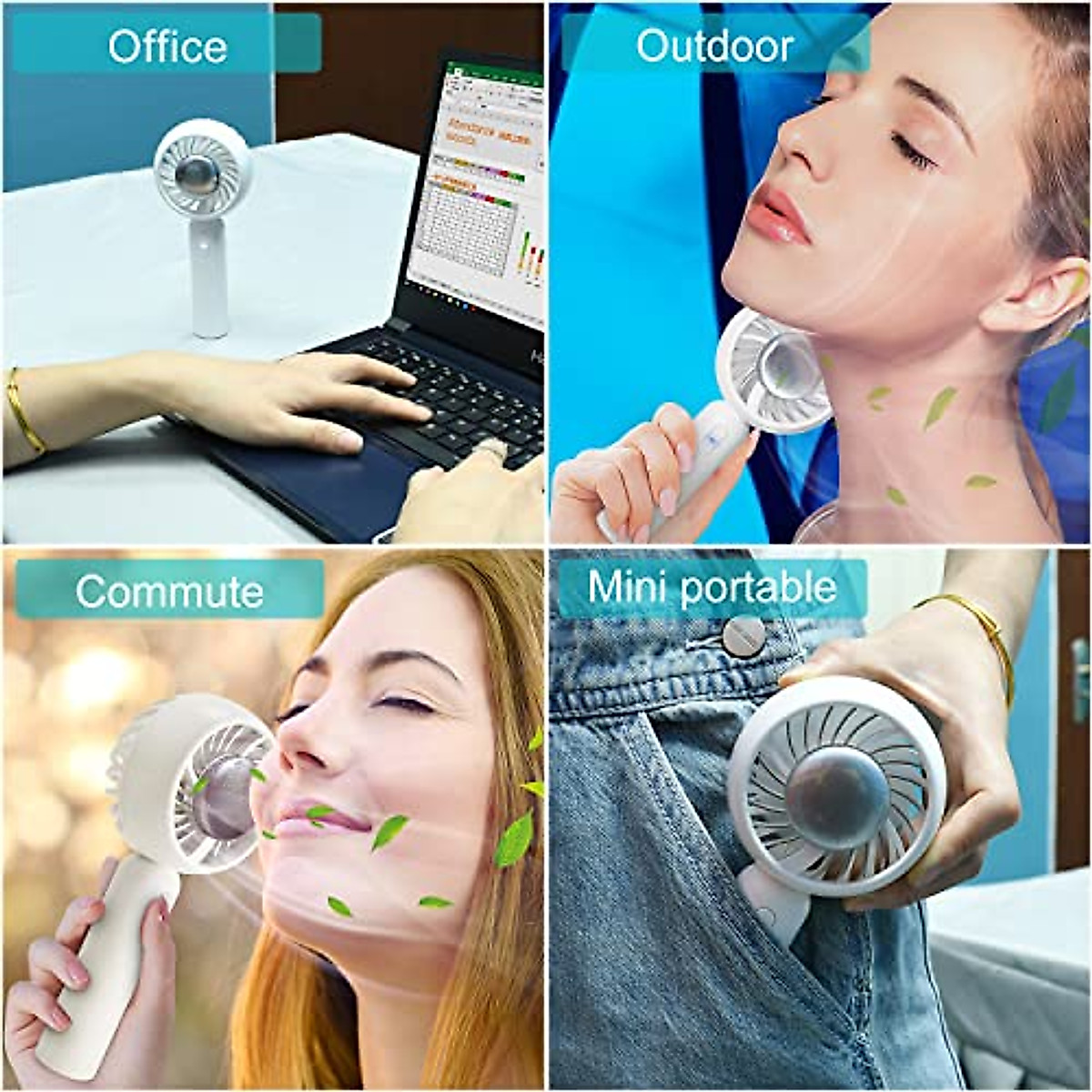 LISGHTJS Portable Handheld Cooling Fan Small Fans that Blow Cold Air, Mini Cold Compress Fan USB Rechargeable Personal Hand Held Travel Fan For Women Make up, Outdoor Camping, Office Desk
