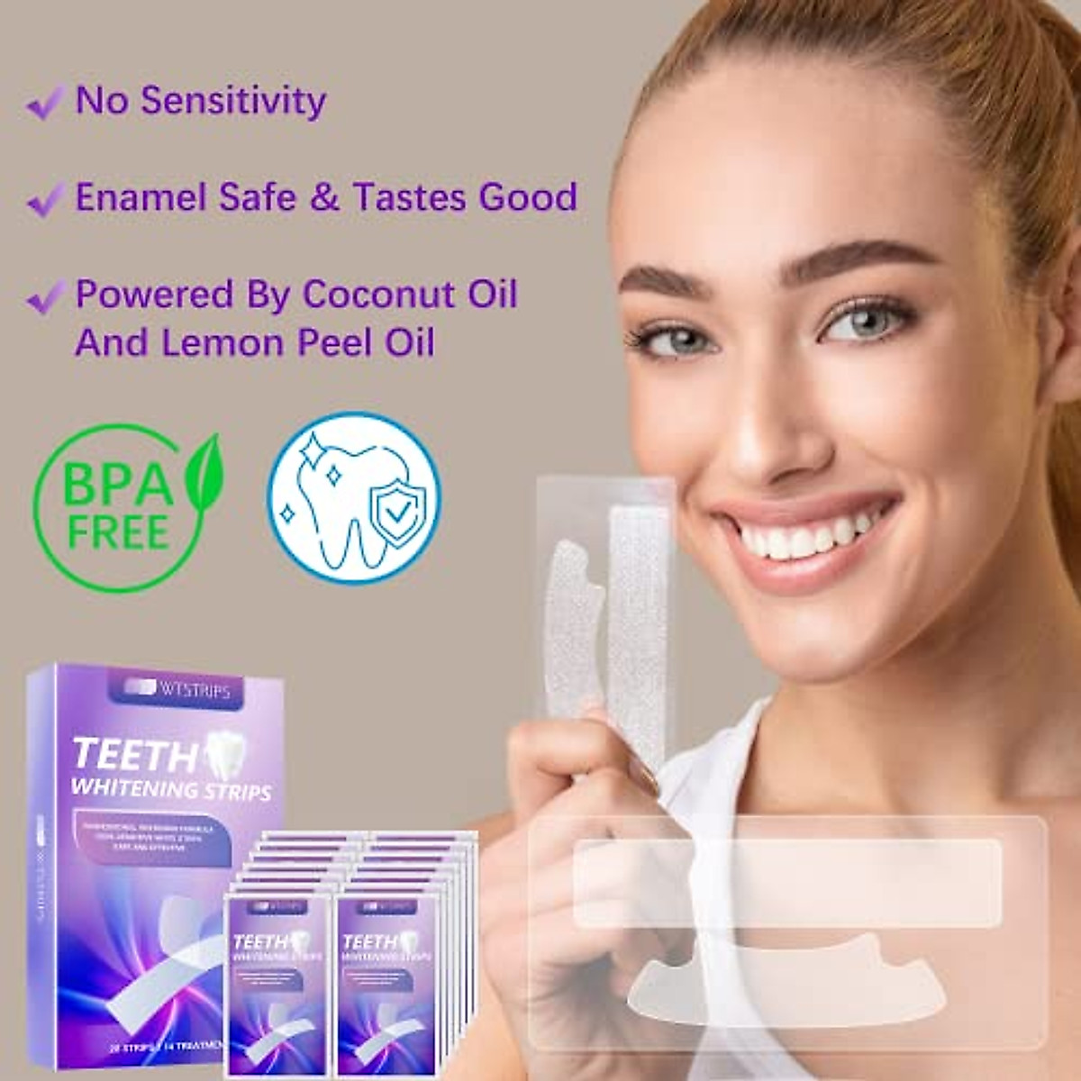 Teeth Whitening Strips 28 Strips (14 Pack), Professional Effects, Teeth Whitening Strip Kit, Reduced Sensitivity White Strips for Whiter Teeth, Dental Whitener Strips Coconut Flavor