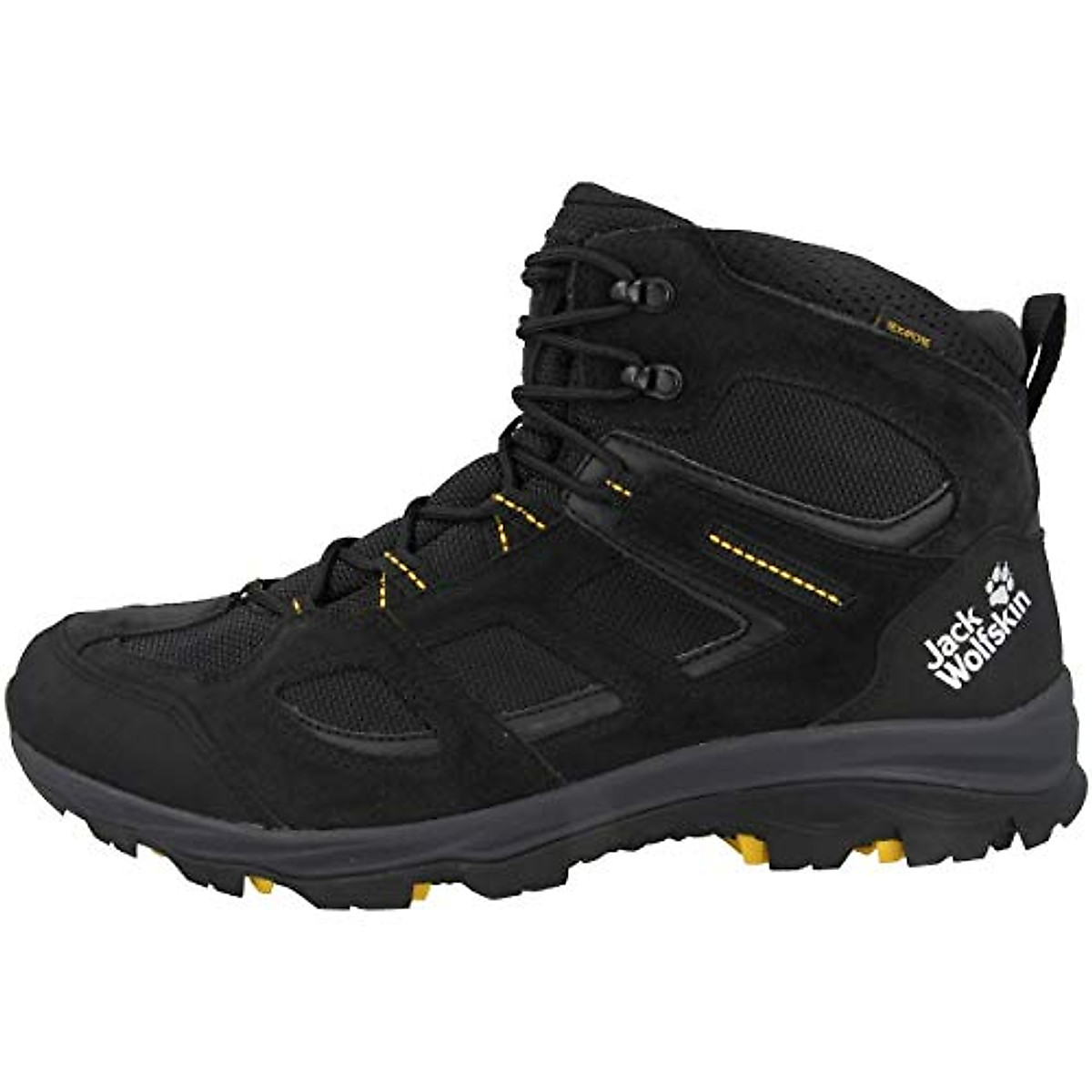 Jack Wolfskin Men's Vojo 3 Texapore Mid Hiking Shoe Boot, Black/Burly Yellow XT, 9