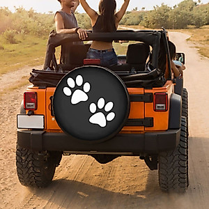 Foruidea Paw Print Spare Tire Cover Dust-Proof Wheel Tire Cover Fit Trailer, RV, SUV and Many Vehicle 17 Inch