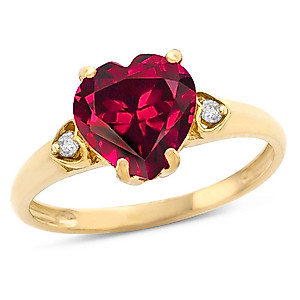 Star K Heart Shaped 8mm Created Ruby Engagement Promise Wedding Ring 14 kt Yellow Gold Size 4.5