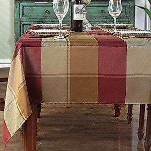 Rectangle Tablecloth Checkered Style Polyester Table Cloth Spillproof Dust-Proof Wrinkle Resistant Heavy Weight Table Cover for Kitchen Dinning Tabletop (Rectangle/Oblong, 52" x 70" (4-6 Seats), Red)