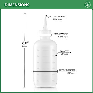 6-Ounce Applicator Bottles for Hair Color, Squeeze Bottle with Measuring Scale, Scalp Oil Perm Treatment, Translucent (Pack of 2)