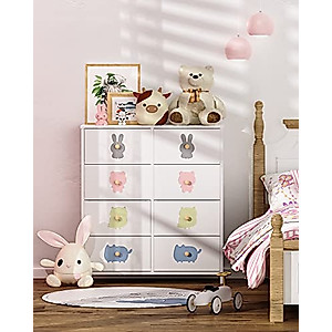 FRAPOW Kids Dresser with 8 Drawers, Girls Storage Organizer Dresser for Baby Child with Wood Top Metal Frame for Living Room Bedroom Hallway Nursery