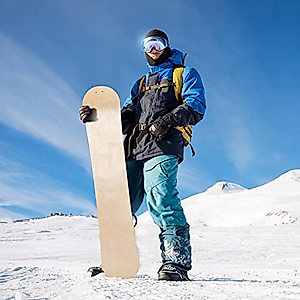 GYMAX Wooden Snowboard, Skateboard for Snow with Step-in Binding & 2 Pulling Holes, All Skill Level Foot Deck for Skiing, Adults Youth Kids Over 5