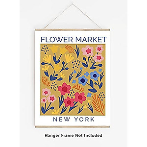 Flower Market No.3 Abstract Modern Wall Art Print. 11x14 UNFRAMED Floral Wall Decor. Shades of Gold, Yellow, Blue, Pink