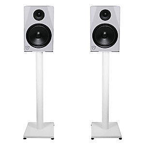 ROCKVILLE Pair RS29W 29" Steel Bookshelf Speaker/Studio Monitor Stands-White V2