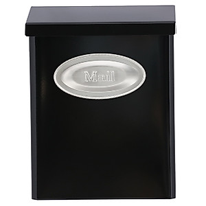 Architectural Mailboxes Designer Galvanized Steel, Locking Wall Mount Mailbox, Black with Satin Nickel