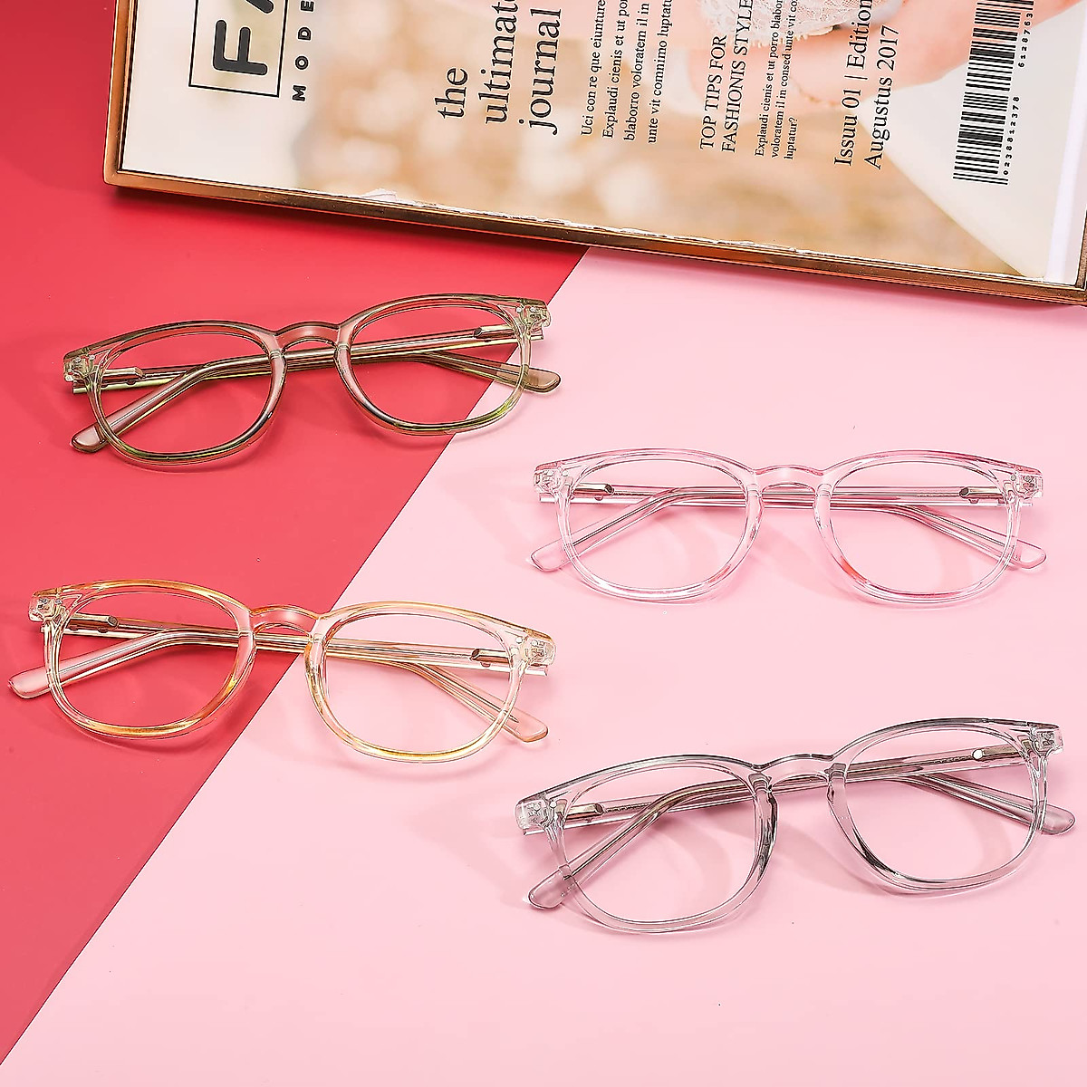 KSSESSE 4 Pack Blue Light Blocking Reading Glasses for Women Men Oval Eyeglasses Readers with Spring Hinge