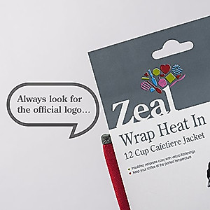 Zeal C125R Insulated Cafetiere Coffee Pot Jacket. Removable with Valcro Fastening. 12 Cup-Red, Neoprene