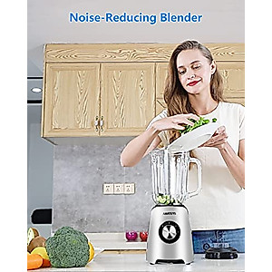 Amateys Quiet Smoothie Blender with 50 Oz Glass Jar,Professional Kitchen Blender for Shakes and Smoothies,Countertop Blender Speed Adjustable for Ice Crush Frozen Fruit Puree Mlikshakes
