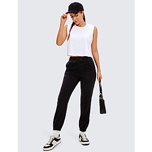 CRZ YOGA Pima Cotton Cropped Tank Tops for Women Workout Crop Top Sleeveless Athletic Shirts Loose Yoga Tops White Medium