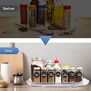 Lazy Susan Turntable Organizer for Refrigerator, Clear Rectangular Rotating Storage Rack Countertop Condiment Storage Spice Organizer for Kitchen, Table, Pantry, Cabinet, Countertop