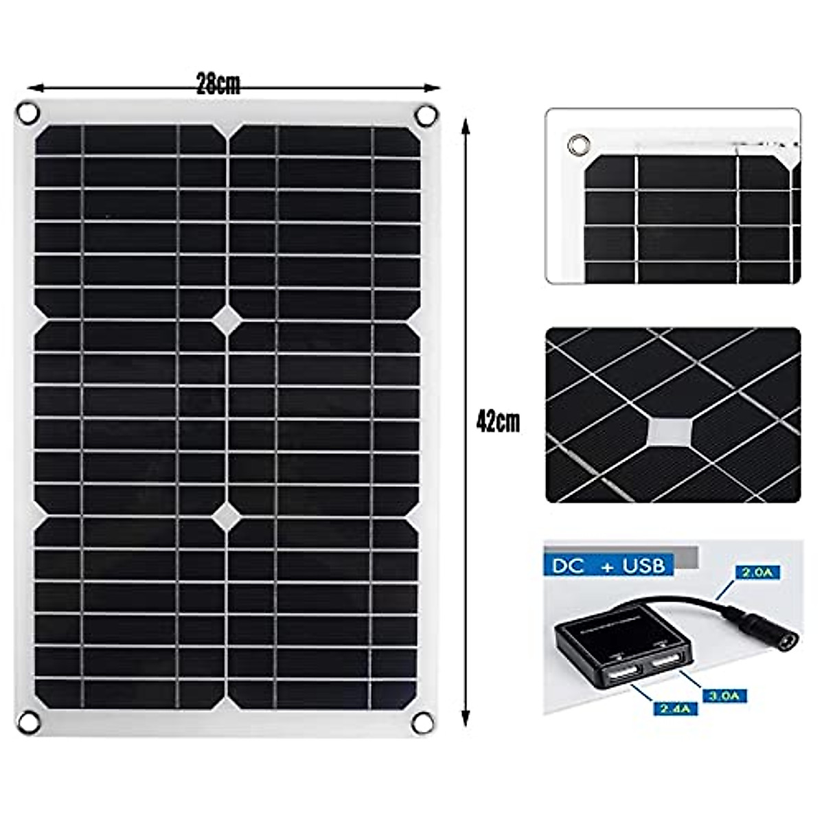 DSJ 12V 180W Protable Solar Panel Kit with 10A/20A LCD Display/2 USB Port Solar Charge Controller Off Grid Monocrystalline Module/40A