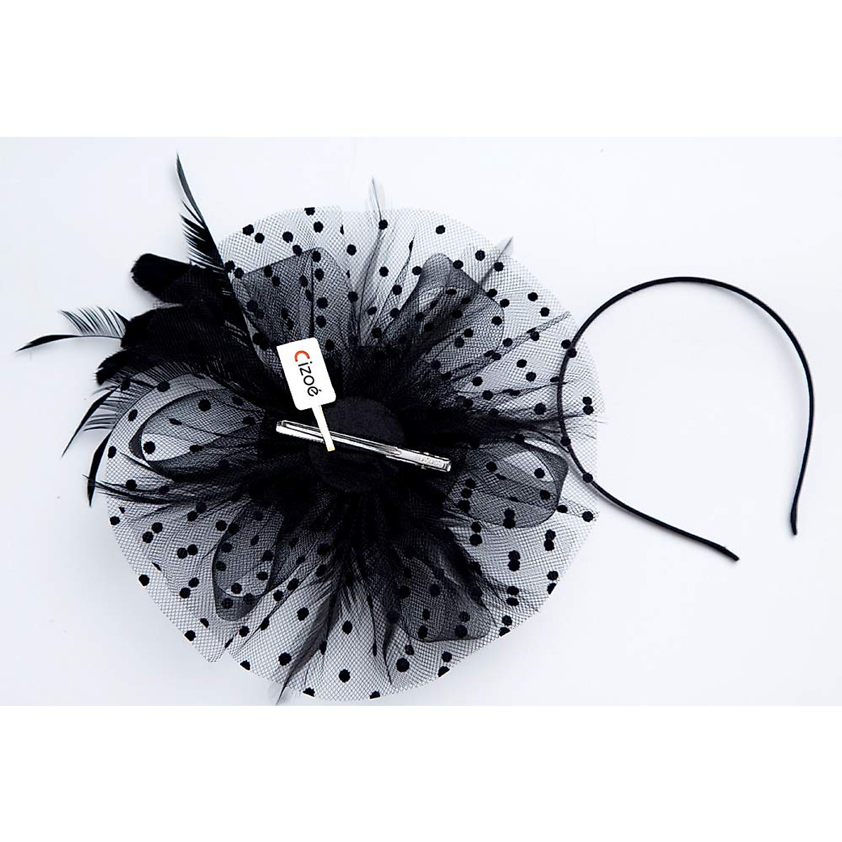 Cizoe Fascinators Hat for Women Tea Party Hat Kentucky Derby Wedding Flower Cocktail Mesh Feathers Headpiece(1-a-Black)