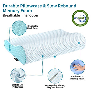 Memory Foam Pillows, Neck Pillow Queen Size Bed Pillow for Sleeping, Ergonomic Cervical Pillow Neck Support Pillow for Side Back Stomach Sleeper, Orthopedic Contour Pillow for Neck and Shoulder Pain