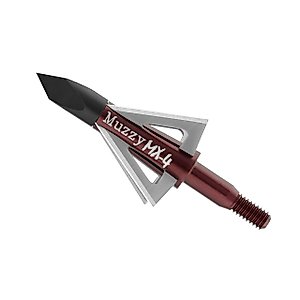 Muzzy 209-MX4, Bowhunting 100 Grain, .025" 4 Blade Broadhead, 1-1/8" Cutting Diameter, 3 Pack,red