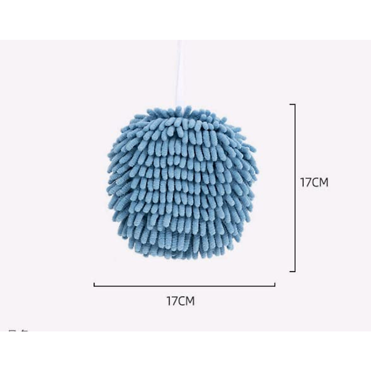 ASEANAO 2 PCS Chenille Hanging Hand Towels Quick Dry Hanging Absorbent Soft Hand Bath Towel, Bathroom Fluffy Microfiber Decorative Towels Ball，Cleaning Cloth for Bathroom Kitchen (Light Blue)