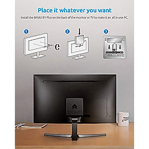 Bmax Mini PC 6GB DDR3/64GB eMMC Celeron N3350 (Up to 2.4 GHz) Support 512GB/2TB M.2 SSD Expansion, HDMI+VGA Port 4K HD Dual Display, 2.4G/5G Dual WiFi BT4.2, Micro Computer B1 Plus