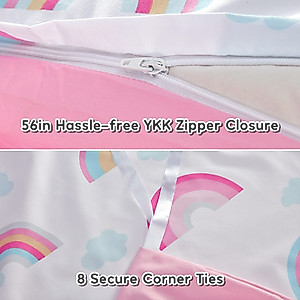 SLEEP ZONE Kids Duvet Cover Set Twin Size 2 Pieces - Super Soft & Cute Comforter Cover with 1 Pillow Sham, Easy Care Zipper Closure (Rainbow, Twin)