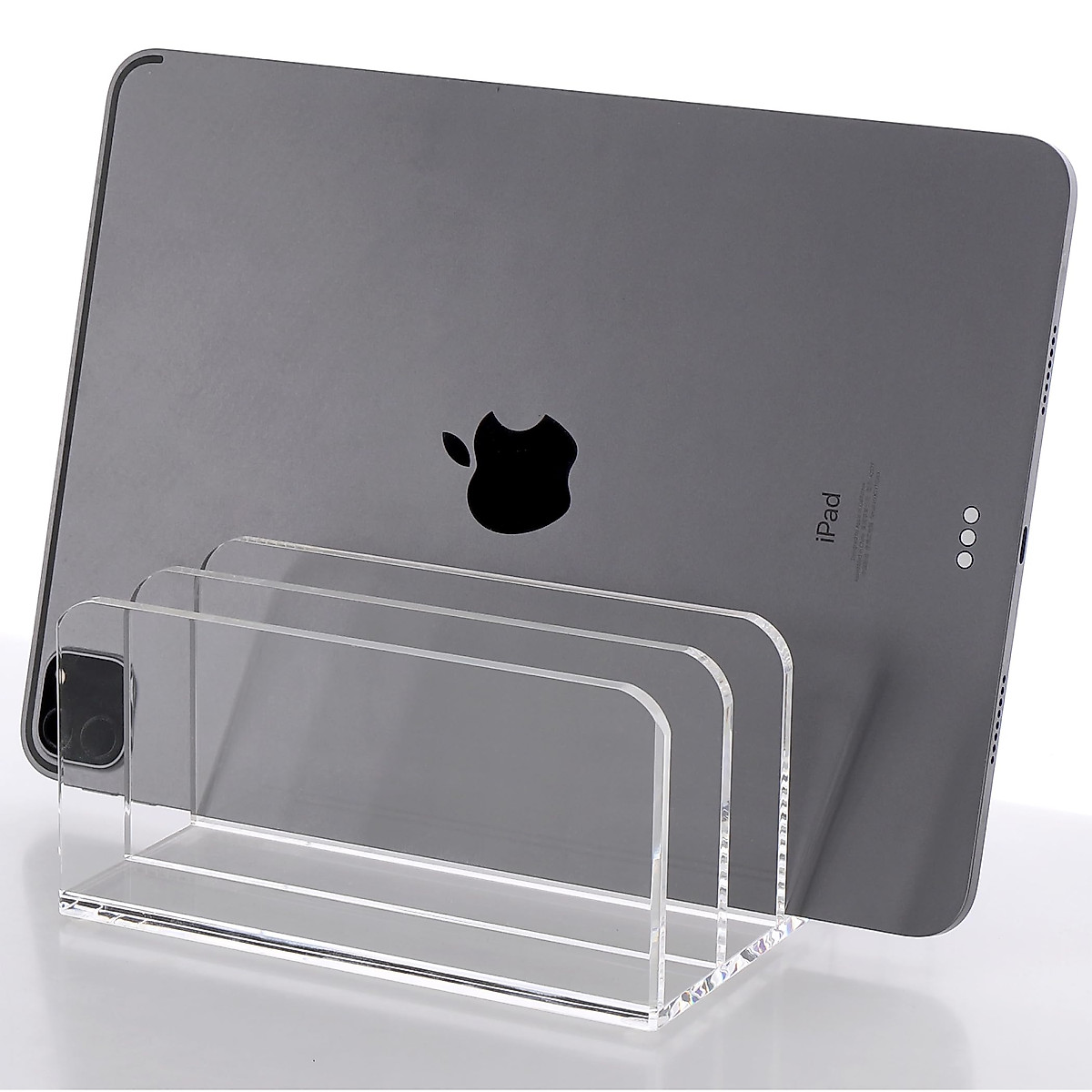 SANRUI Acrylic Desk File Organizer Holder, 5 Upright Clear Desktop Mails Sorter Document Magazine Storage Organization Letter Folder Racks for Home, Office & Classroom