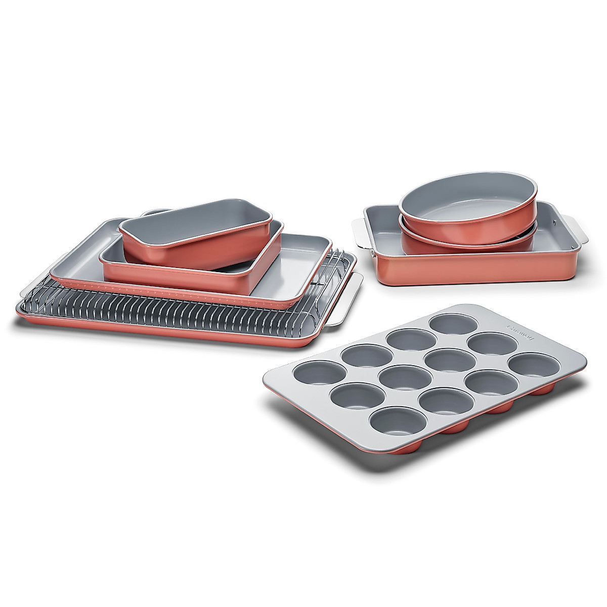 Caraway Nonstick Ceramic Bakeware Set (11 Pieces) - Baking Sheets, Assorted Baking Pans, Cooling Rack, & Storage - Aluminized Steel Body - Non Toxic, PTFE & PFOA Free - Perracotta