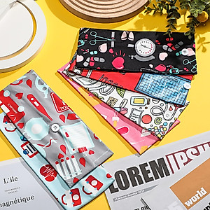 6 Pieces Button Headbands Non Slip Nurse Headbands Stretchy Headwraps Nonslip Yoga Sweatbands with Ear Protection Holder Elastic Headscarves for Yoga, Running, and Exercise, 6 Styles (Cute Pattern)