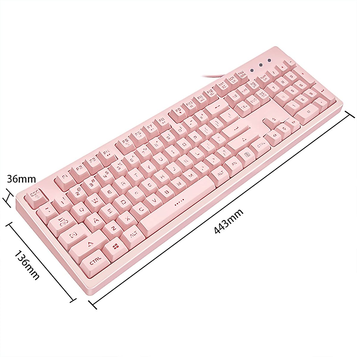 VINMEN Pink Gaming Keyboard with 7 Color LED Backlit Wired USB 104 Keys Keyboard Waterproof Fresh Style Computer Game Keyboard for PC Mac Laptop