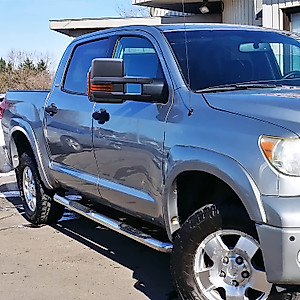 Spec-D Tuning Black Power Heated BSM Tow Mirrors w/Amber LED Signals Compatible with 2007-2021 Toyota Tundra, 2008-2017 Toyota Sequoia