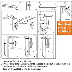 SWAMTIK Shower Mirror Fogless for Shaving with Razor Holder, Large Anti Fog Mirror Fogless Suction Wall Mounted NO-Drilling & Removable, Shatterproof & Waterproof - Men and Women (Grey)
