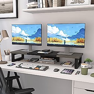 WESTREE Dual Monitor Stand Riser-Monitor Stand Riser for 2 Monitors, Sturdy Computer Monitor Stand, Multi-Purpose Desktop Storage Stand for Computer,Laptop,Printer,TV