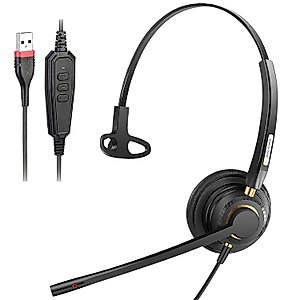 Arama USB Headset with Microphone, Computer Headset with Noise Cancelling Mic, Ultra Comfort HD Stereo Sound Wired Headphones with in-Line Controls for PC Laptop Home Office Skype Zoom UC Call Center