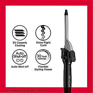 Revlon Perfect Heat Triple Ceramic Curling Iron | For Silky Smooth Spiral Curls (1/2 in)