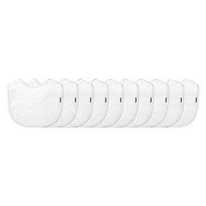 green sprouts Stay-dry Baby Bibs (10 pack) Waterproof protection, Adjustable hook-&-loop closure, Machine washable , White