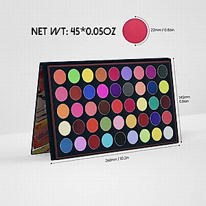EYESEEK Colorful Eyeshadow Makeup Palette Sets + Brush, Bright 45 Shades Blendable , Matte High Pigmented Pallets, ing Waterproof Shadow Plattet Gift Sets for Halloween Makeup - All Matte Rainbow Color