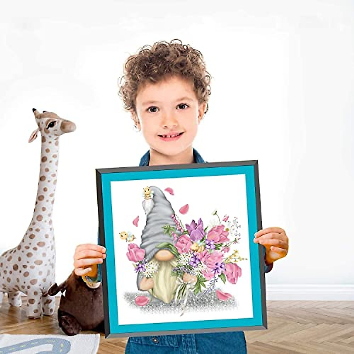 Gnome Flower Diamond Painting Kits,5D Diamond Painting Kits for Adults Kids DIY Diamond Art Kits Full Round Drill Diamond Dots Painting with Diamonds Gem Art and Crafts Gnome Home Decor 12X12inch