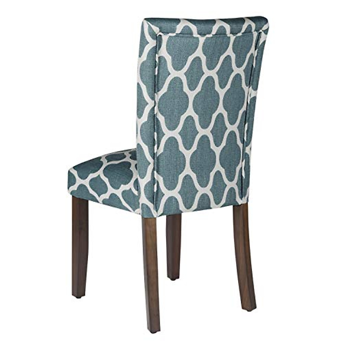 HomePop Parsons Classic Upholstered Accent Dining Chair, Set of 2, Teal and Cream Geometric