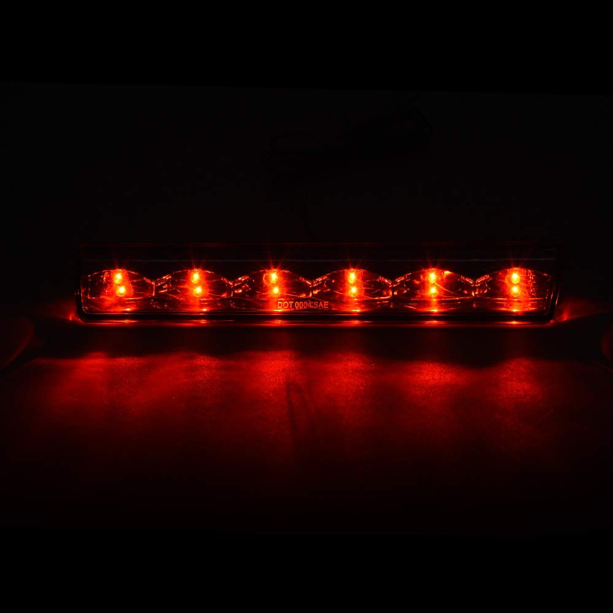 CNNELL Truck Cap Third Brake Light Clear lens Red LED Replaces AT-LED-36R 3rd Brake Tail Light Lamp (clear lens chrome housing)