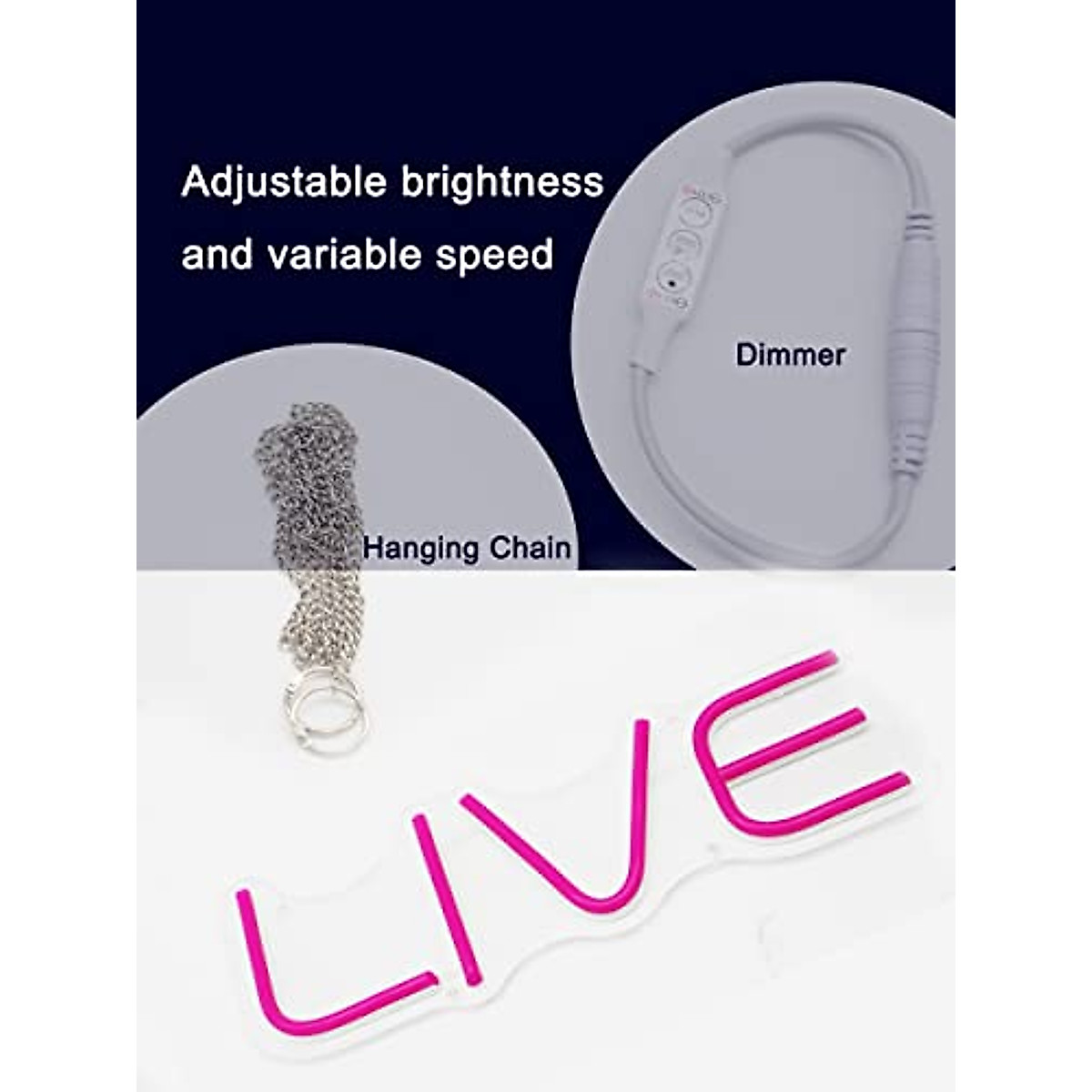 LIVE Neon Sign, LED Live On Air Neon Lights for Tiktok, Youtube, Twitch, Streamers/Gamers, Cool Live Streaming Recording Sign - Round Led Sign for Studio Bedroom Wall Game Room Party Decor (Pink)