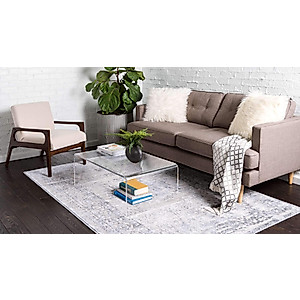 Unique Loom Aberdeen Collection Area Rug - Derbyshire (5' 1" x 8' Rectangle, Gray/ Navy Blue)