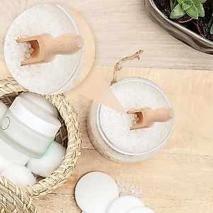 1 Pcs Wooden Spoons, 5.5 In Natural Beech Wood Bath Salt Scoop for Flour, Bath Salt, Sugar, Cereal, Coffee and More