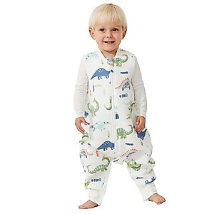 Duomiaomiao 1.0 TOG Super Breathable Toddler Sleep Sack 24-36 Months 100% Cotton Four Season Sleep Sack with Feet, Quilted Comfy Toddler Wearable Blanket