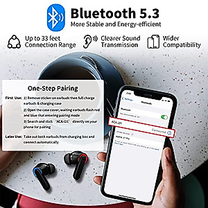 Bluetooth 5.3 Headphones for Samsung S22 S23 Ultra,True Wireless Noise Canceling Earbuds,Bluetooth Earbuds Earphones,Sweat Resistant,Built-in Microphone,Deep Bass for Galaxy S22 S21 S20 FE A53 A12 A13