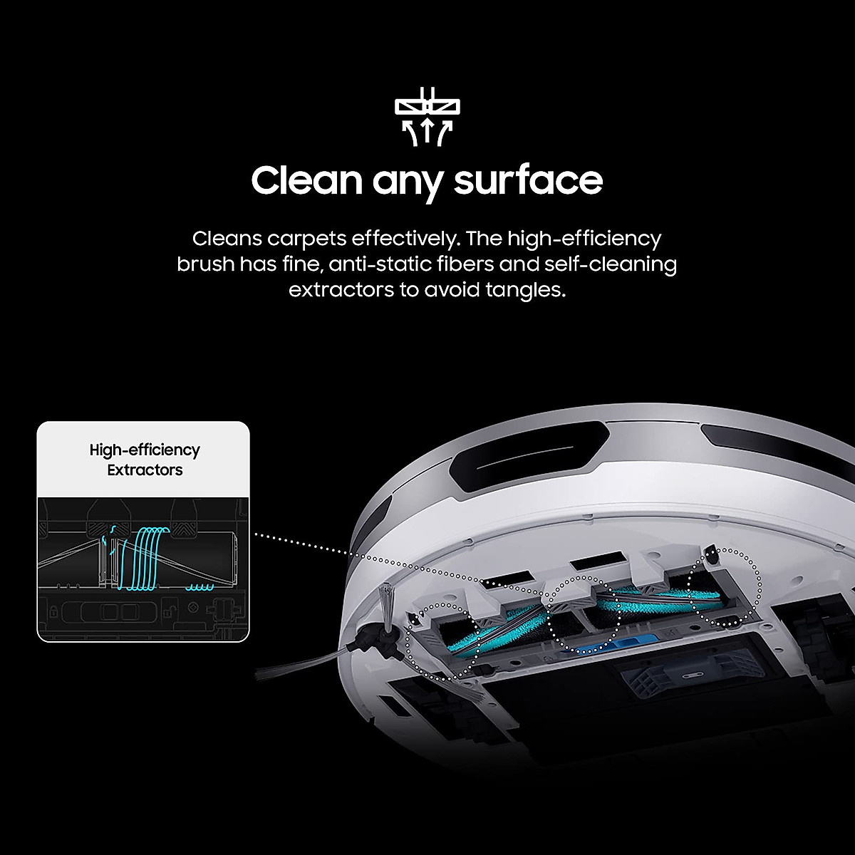 SAMSUNG Jet Bot+ Robot Vacuum Cleaner w/ Clean Station, Automatic Emptying, Precision Cleaning, 5-Layer Filter, Intelligent Power Control for Hardwood Floors, Carpets, Area Rugs, VR30T85513W/AA, White