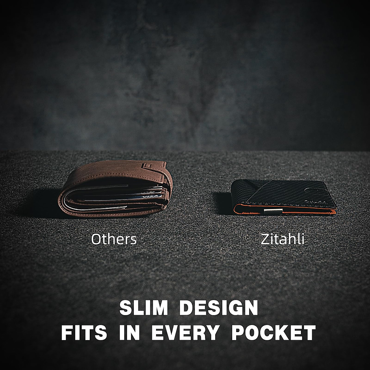 Zitahli Wallet for Men - with Money Clip Slim Leather Slots Credit Card Holder RFID Blocking Bifold Minimalist Wallets with Gift Box