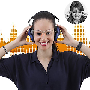 HUARUI Gun Range Shooting Ear Protection Earmuffs for Shooting Ear & Eye Protection Safety Glasses Hearing Protective Combo （Black）