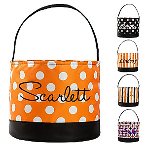 Fasinheaco Personalized Halloween Basket - Monogrammed with Name,Trick or Treat Bucket,Custom Halloween Gifts Basket,Candy Bag for Halloween Party Favor